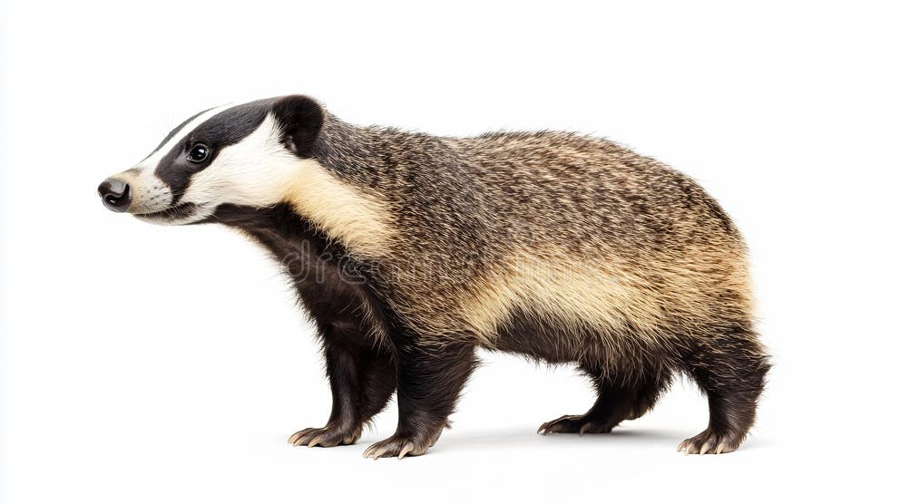 Elegant Side View of European Badger Standing Alone Stock Image - Image ...