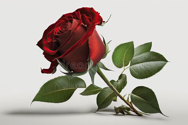 Elegant Side View of a Red Rose on a White Background for Invitations ...