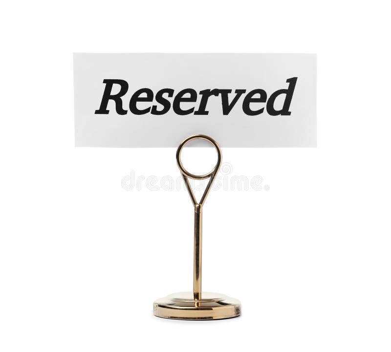 Elegant Sign Reserved Isolated on White. Table Setting Element Stock ...