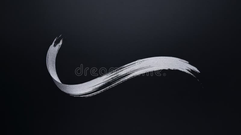 Elegant Silver Brush Stroke on a Dark Background, Creating a Sense of Fluidity and Modern ...