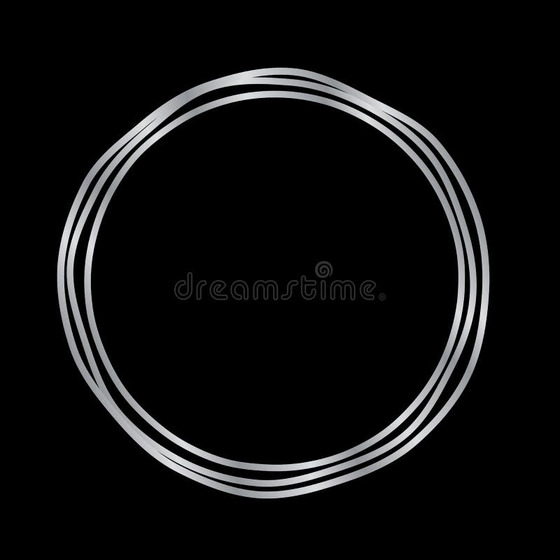 Elegant Silver Circle Round Logo Template or Border Frame on Black ...