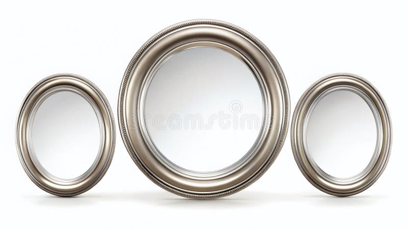 Elegant Silver Circular Frames on a White Background a Collection of ...