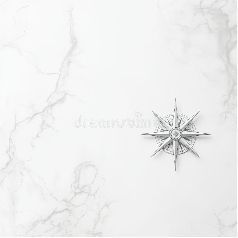 Elegant Silver Compass Rose on Marble Background for Nautical Decor ...