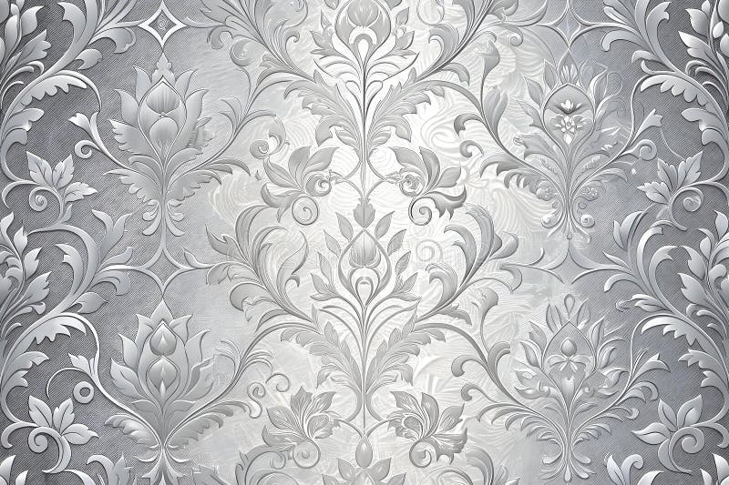 Elegant Silver Floral Design Pattern Textured Background Artistry Stock ...