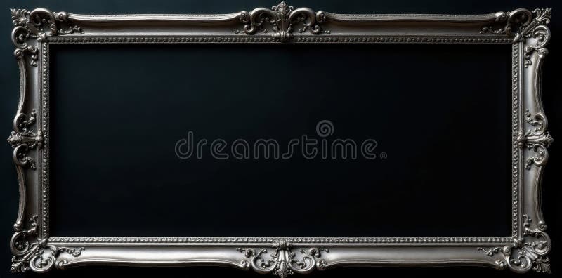 Elegant Silver Frame, Vintage Style, Black Backdrop, Design, Element ...