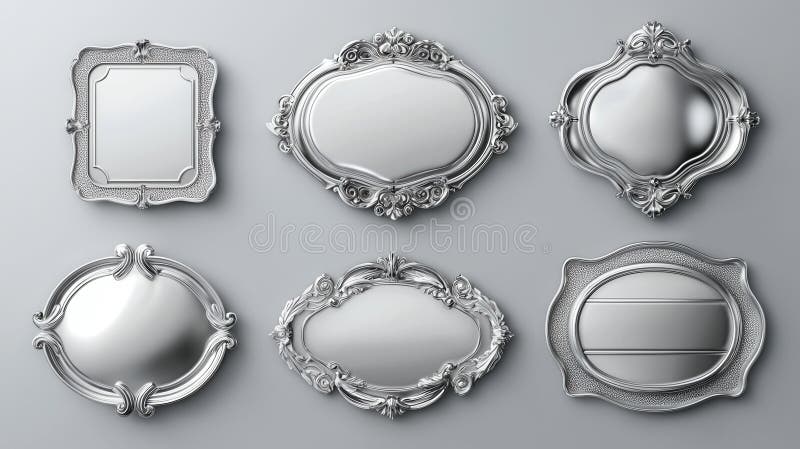 Elegant Silver Frames Collection on Neutral Background for Decor Stock ...
