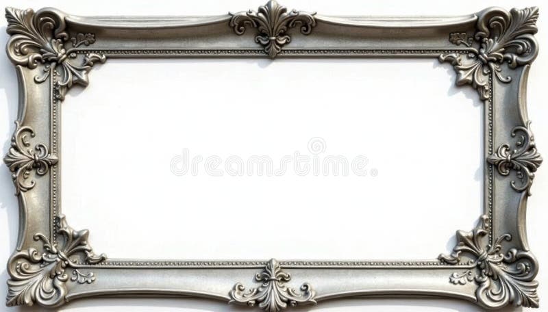 Elegant Silver Frames, Vintage Style, Isolated , Art, Shiny Stock ...