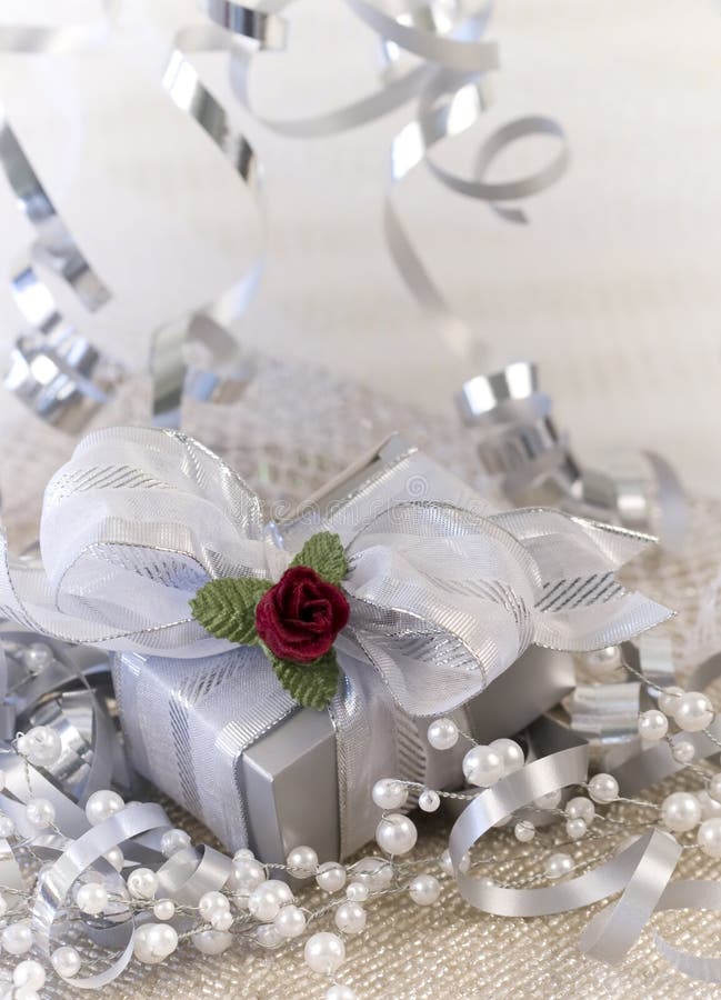 Silver Gift Box stock image. Image of silver, seasonal - 25110813