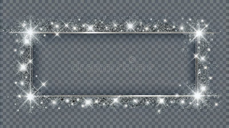 Elegant Silver Glitter Rectangle Frame with Sparkling Border for ...