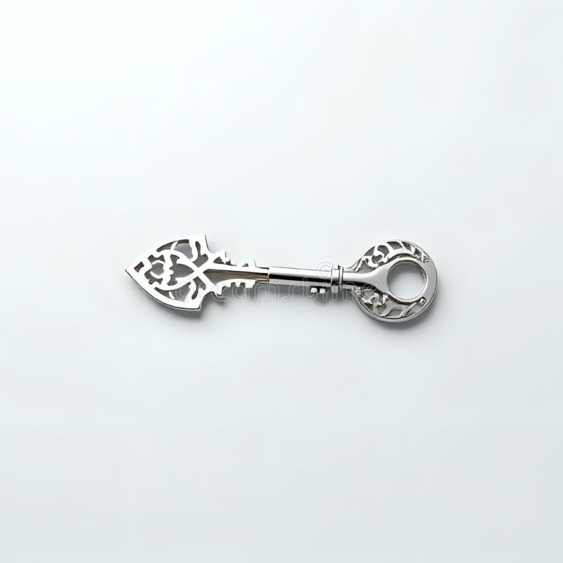 Elegant Silver Key with Intricate Cut-Out Design Stock Photo - Image of design, silver: 377666140