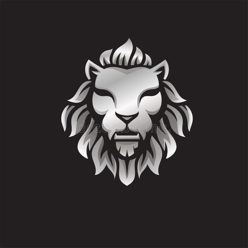 Elegant Silver Lion Head Crest Vector Stock Vector - Illustration of ...