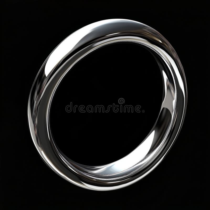 Elegant Silver Mobius Ring on Black Background Stock Photo - Image of ...