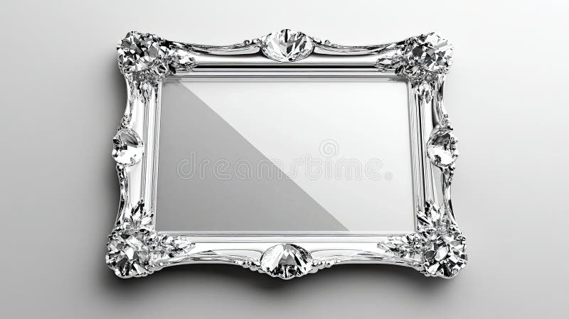 Elegant Silver Picture Frame with Intricate Floral Designs on a Plain ...