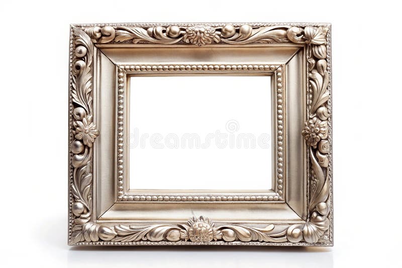 Elegant Silver Picture Frame Isolated on White Surface Stock ...