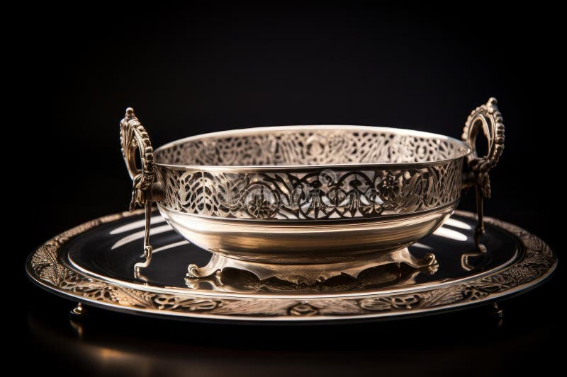 Elegant Silver Plate Serving on Table. Generate Ai Stock Illustration ...