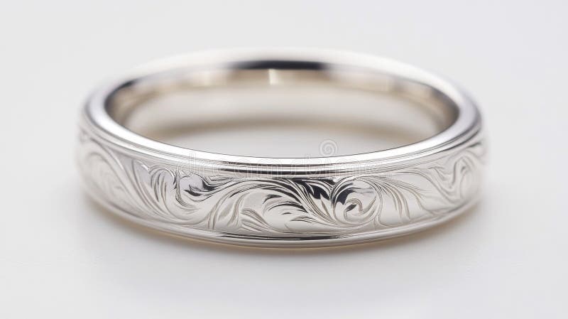 Elegant Silver Ring with Intricate Engraved Design Stock Illustration ...