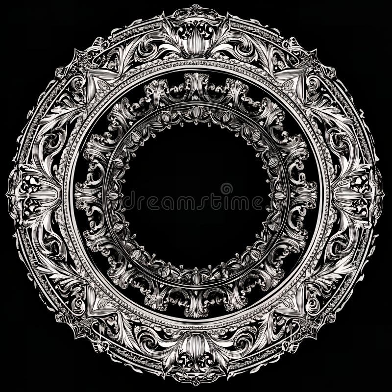 Elegant Silver Rococo Ornament Round Frame Design Decorative Circular ...