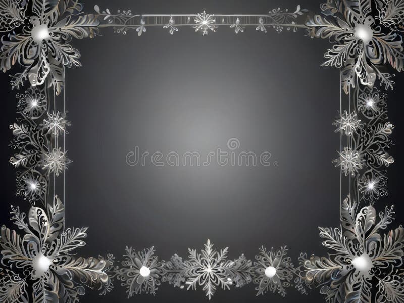 Elegant Silver Snowflake Frame, Winter Holiday Design Stock Illustration - Illustration of ...