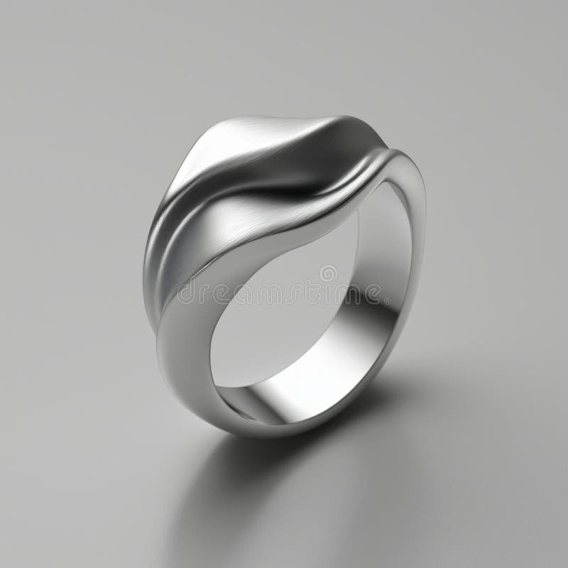 Elegant Silver Wave Ring with Smooth Modern Design Stock Image - Image ...