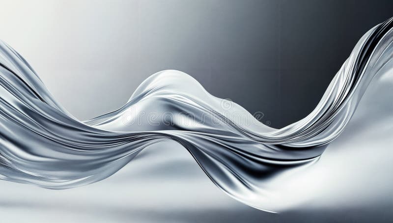 Elegant Silver Waves Flowing Across a Minimalistic Background Stock ...