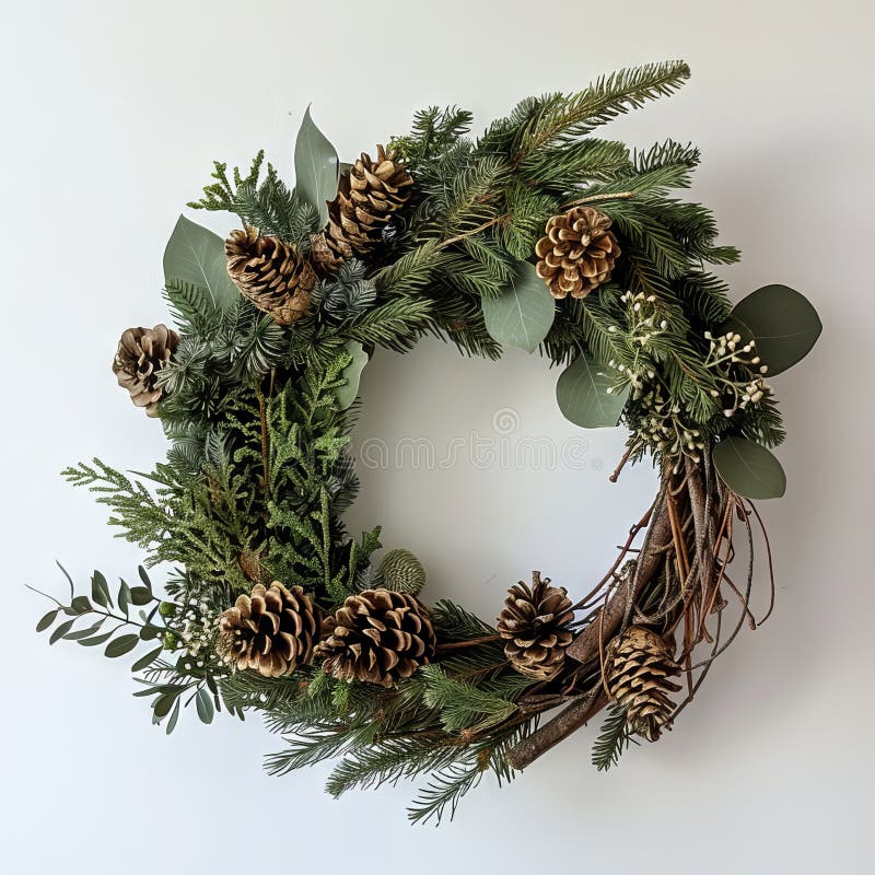 Elegant and Simple Holiday Wreath with Natural Elements. Stock ...