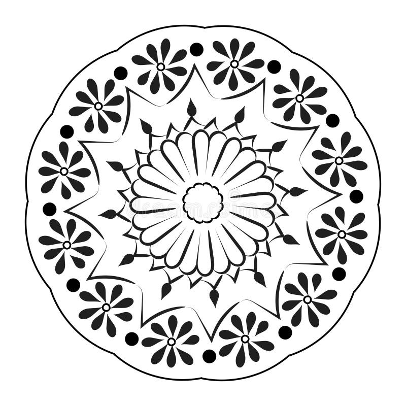 Elegant Simple Mandala Line Drawing for Print Stock Vector ...