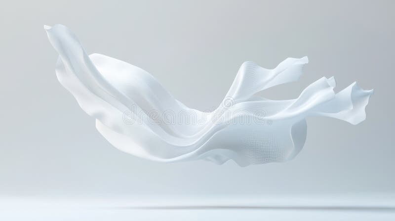 Elegant Simplicity Floating White Fabric on Pale Background, Softness ...
