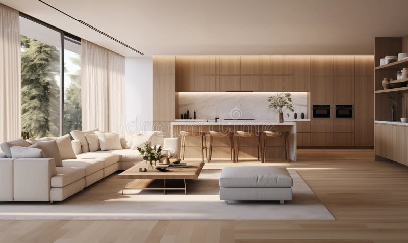 Elegant Simplicity of Modern Kitchen Interior. Minimalism in Open ...