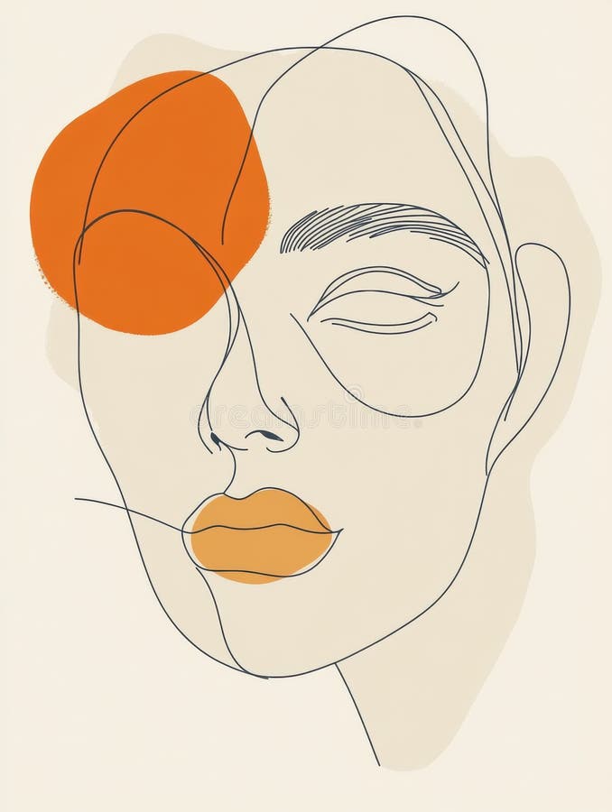 Minimalist Single-line Art Face Drawing with Pastel Colors Showcasing ...