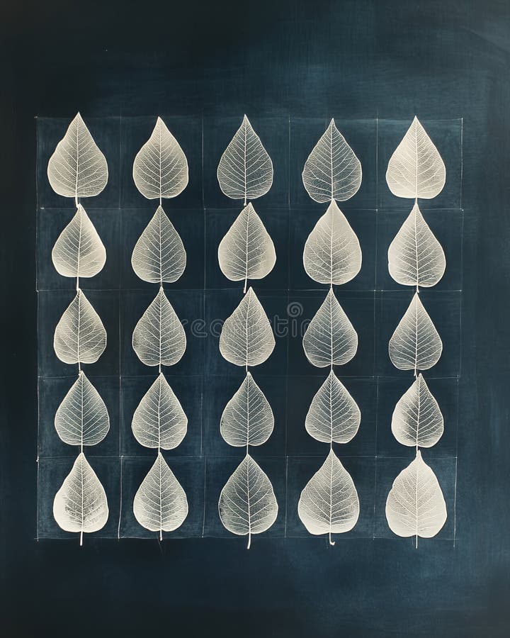 Elegant Skeleton Leaf Grid Nature Pattern Botanical Art Stock ...