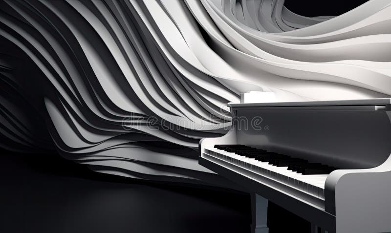 Elegant and Sleek Curved Grand Piano with Wavy Keyboard Design Creating ...