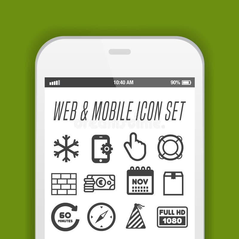 Elegant Smartphone with Icons, Applications. Mobile Phone Realistic ...