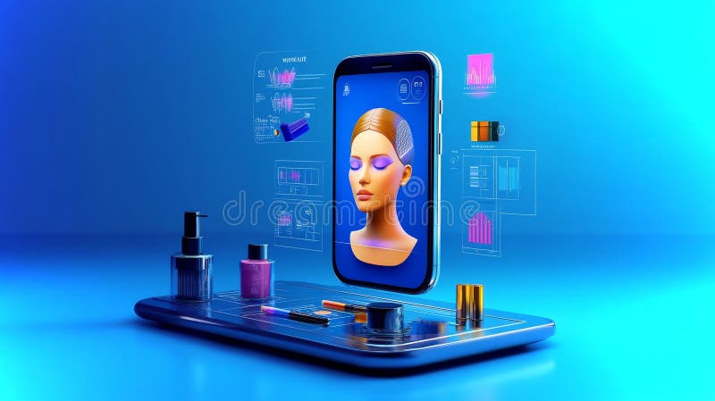 Elegant Smartphone Vanity Setup Showcasing AI Beauty Technology and ...