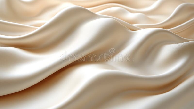 Elegant, Smooth Cream-colored Silk Fabric Drapes in Flowing Folds Stock ...
