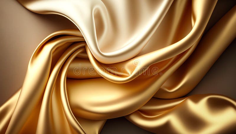 Elegant Smooth Golden Silk. Warped Silk Cloth Stock Illustration ...