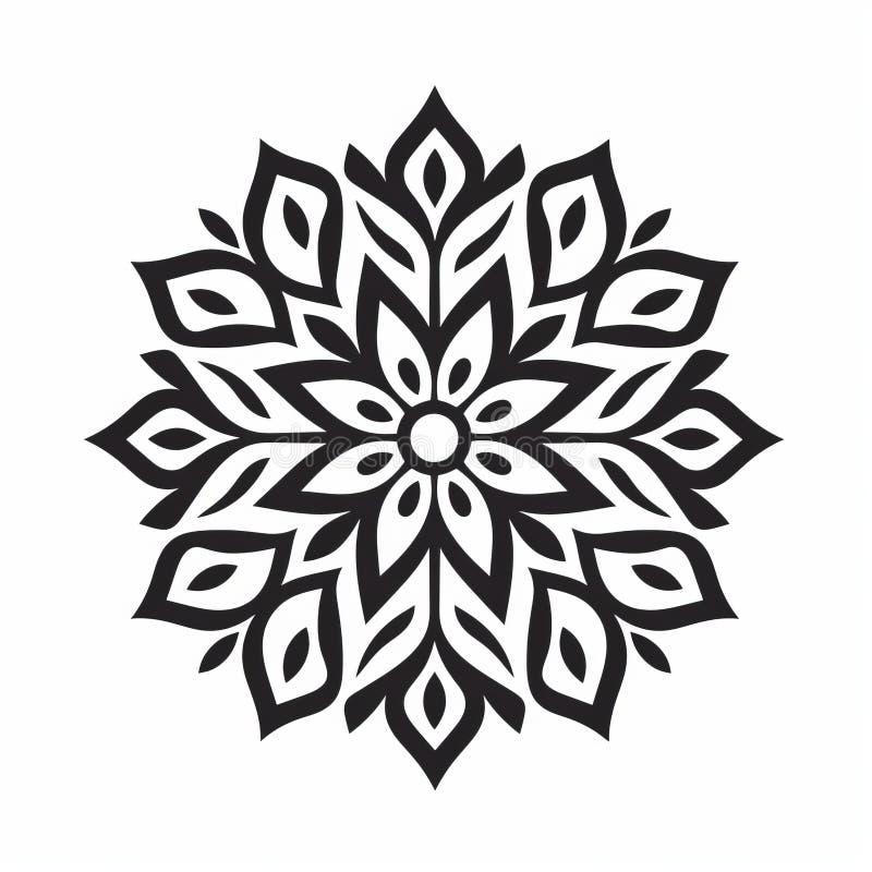Elegant Snowflake Flower: Geometric Patterns in Black and White Stock ...