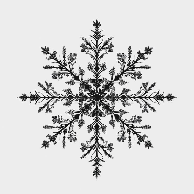 Elegant White Snowflake Floral Pattern Black Background Winter Design ...