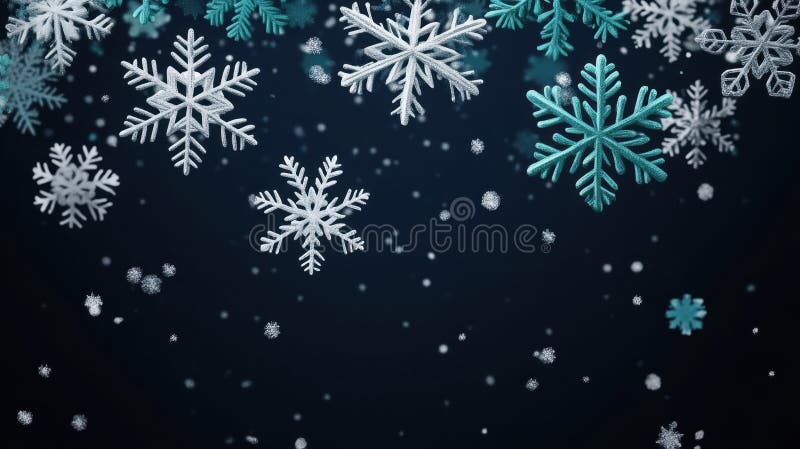 Elegant Snowflakes Falling Gently on Dark Background Stock Image ...