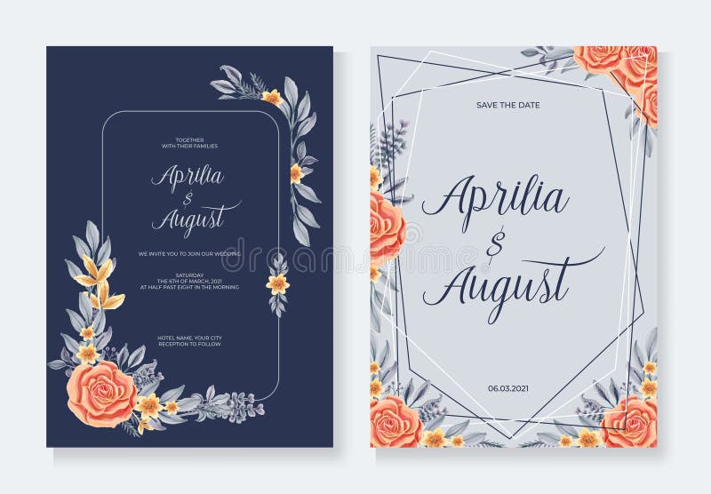 Elegant Soft Floral Wedding Invitation Card Template Stock Vector ...