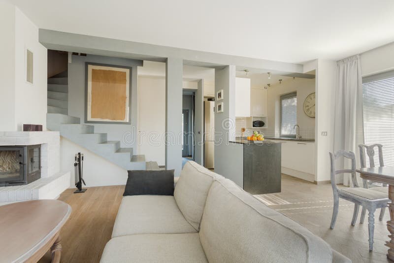 Spacious Interior of Modern House Stock Photo - Image of cozy ...