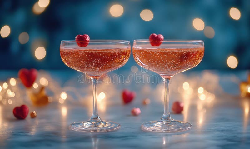 Elegant Sparkling Cocktails Raspberries Romantic Table Setting Stock ...