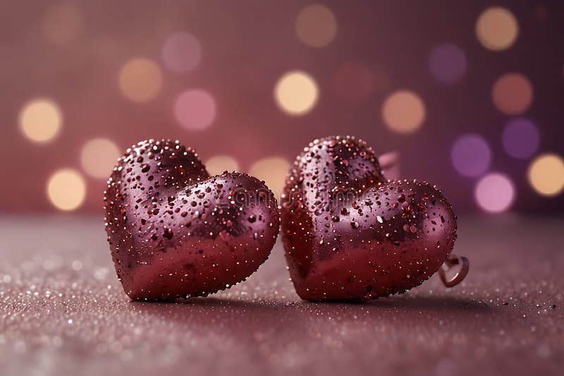 Sparkling Love Two Glitter Hearts with Romantic Glow Stock Illustration ...