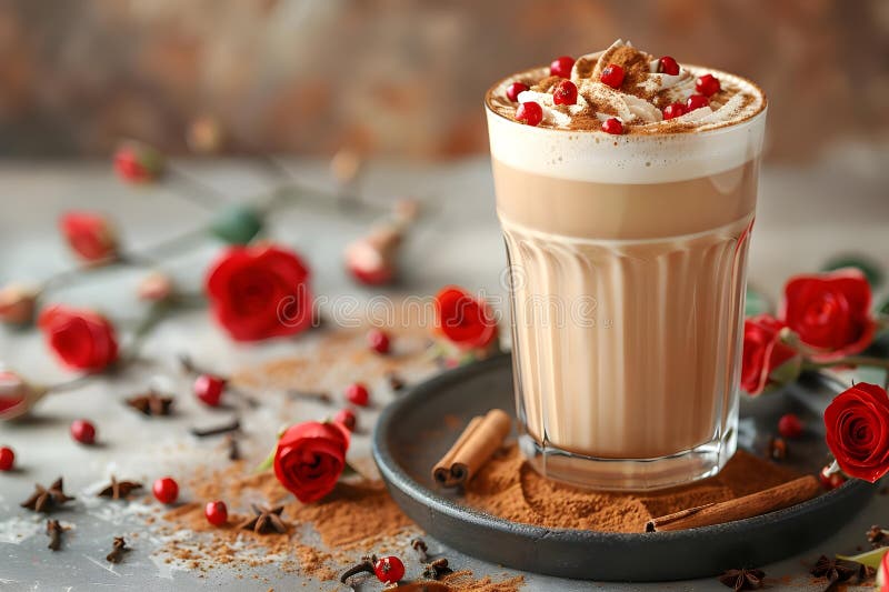 Elegant Spiced Vanilla Latte with Floral Notes. Concept Latte Art ...