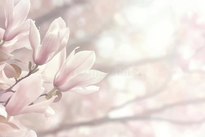 Elegant Spring Aesthetic with Soft Pink and White Magnolia Blossoms in ...
