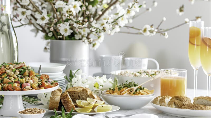 Elegant Spring Brunch with Fresh Floral Decor and Delicious Assorted ...