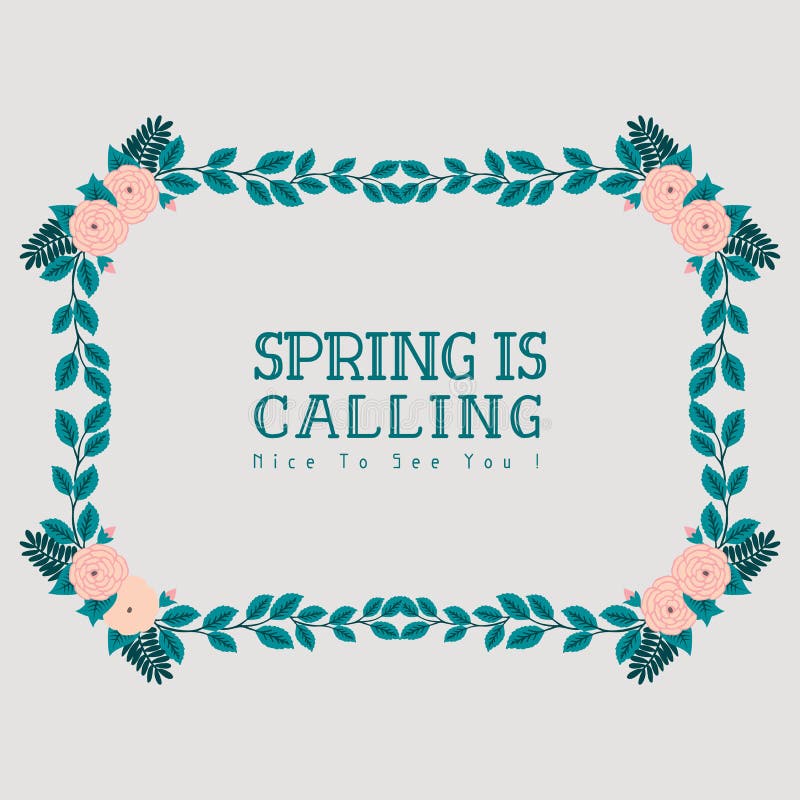 Elegant Spring Calling Greeting Card Design, with Leaf and Floral Frame ...
