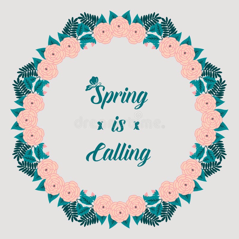 Elegant Spring Calling Greeting Card Design, with Leaf and Floral Frame ...