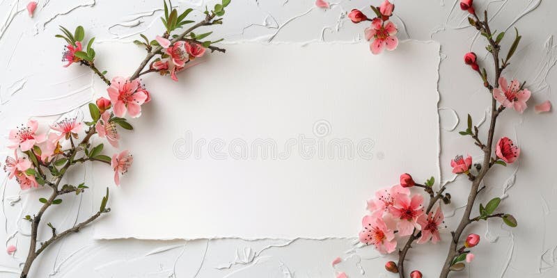 Elegant Spring Floral Frame with Blank Card for Invitation or Greeting ...