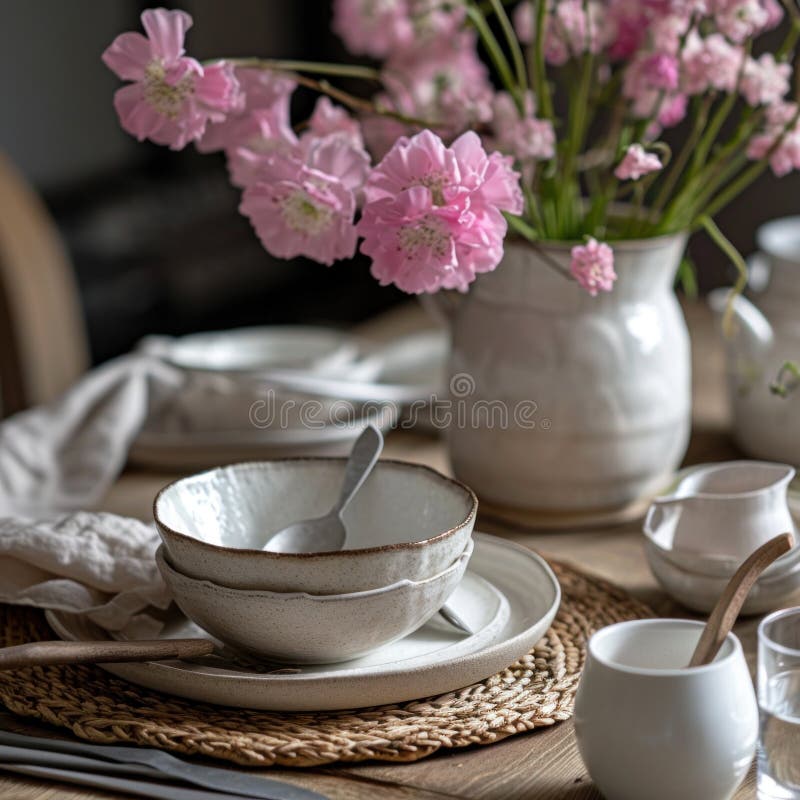 An Elegant Spring Style Setting for the Dining Table Stock Image ...