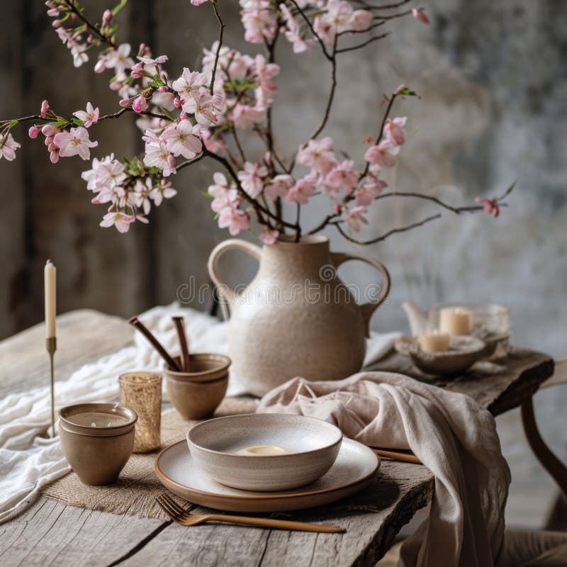 An Elegant Spring Style Setting for the Dining Table Stock Image ...